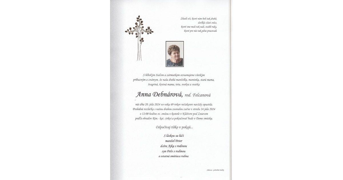 Anna Debnárová | Spomínam